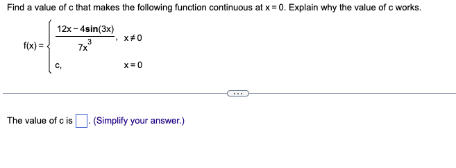 Solved Find A Value Of C That Makes The Following Function