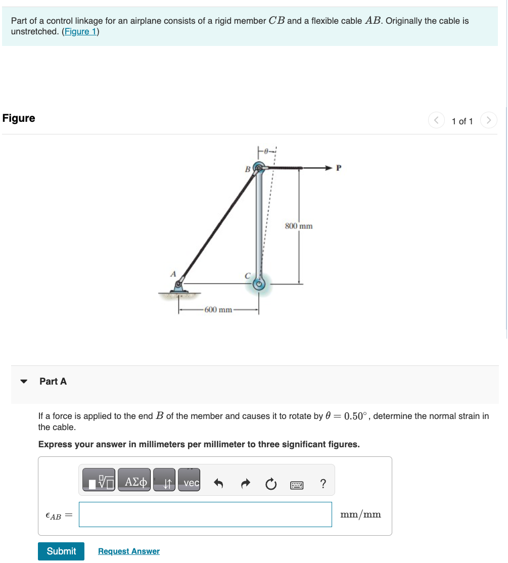 Solved Part of ﻿a control linkage for an ﻿airplane consists | Chegg.com