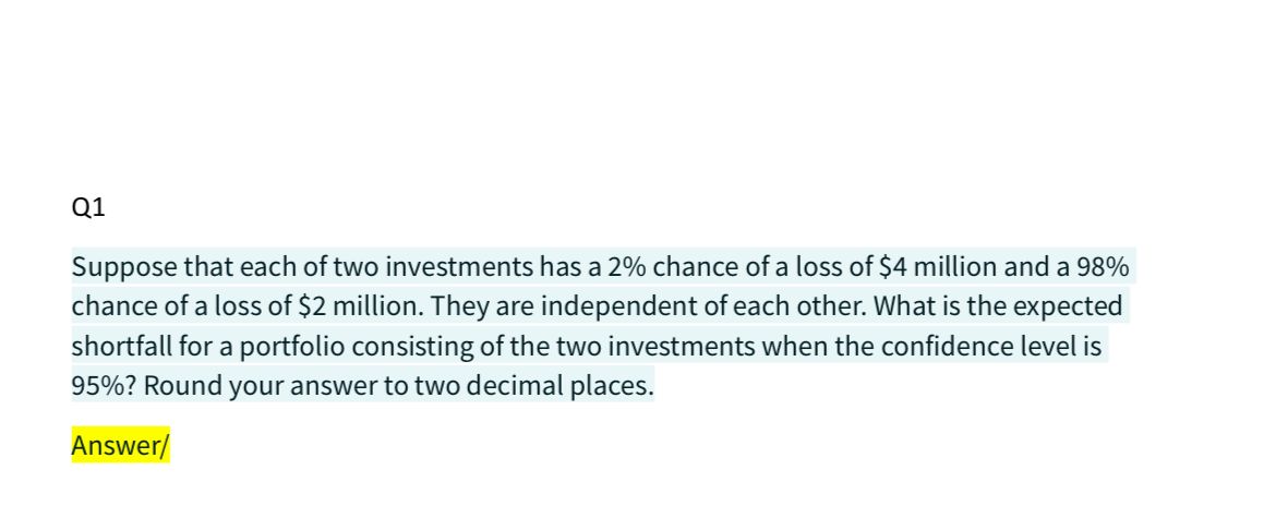Solved Suppose that each of two investments has a \2 chance | Chegg.com