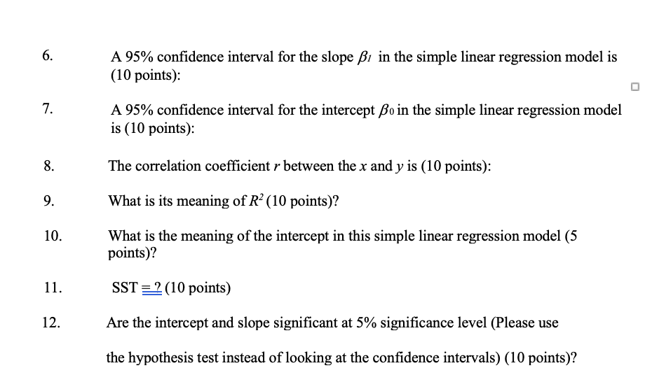 Solved Following is a simple linear regression model: | Chegg.com