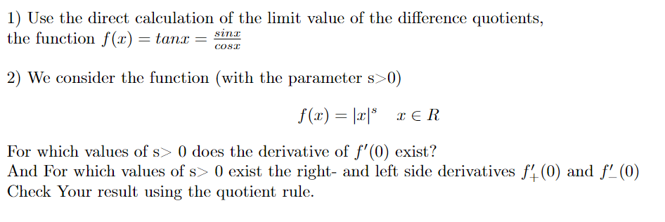 Solved 1) Use the direct calculation of the limit value of | Chegg.com