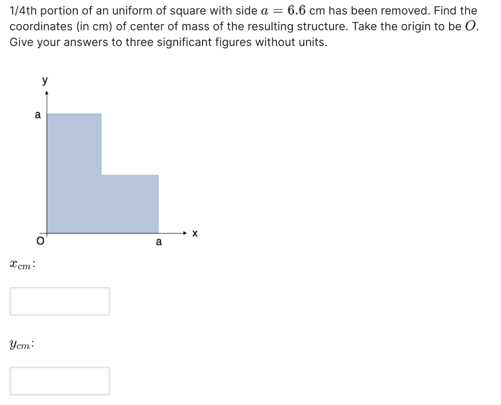 Solved 1/4 th portion of an uniform of square with side | Chegg.com