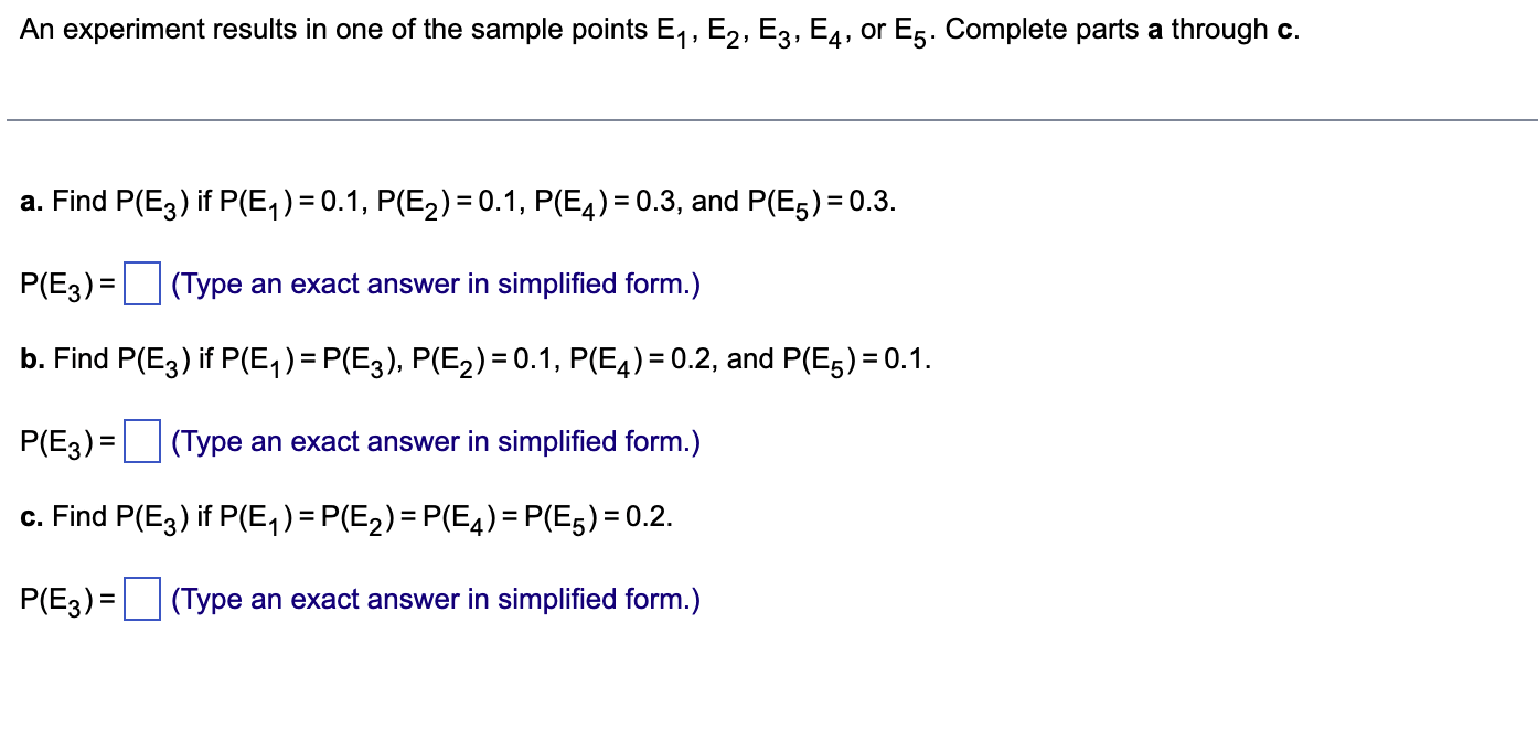 Solved An experiment results in one of the sample points | Chegg.com