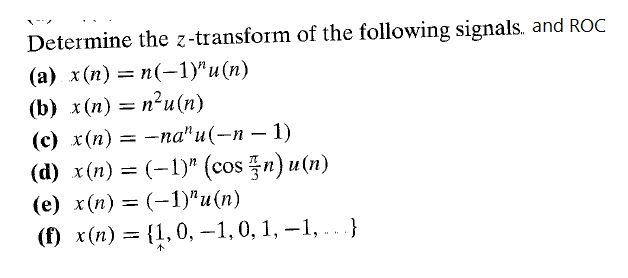 Solved Determine the z-transform of the following signals | Chegg.com