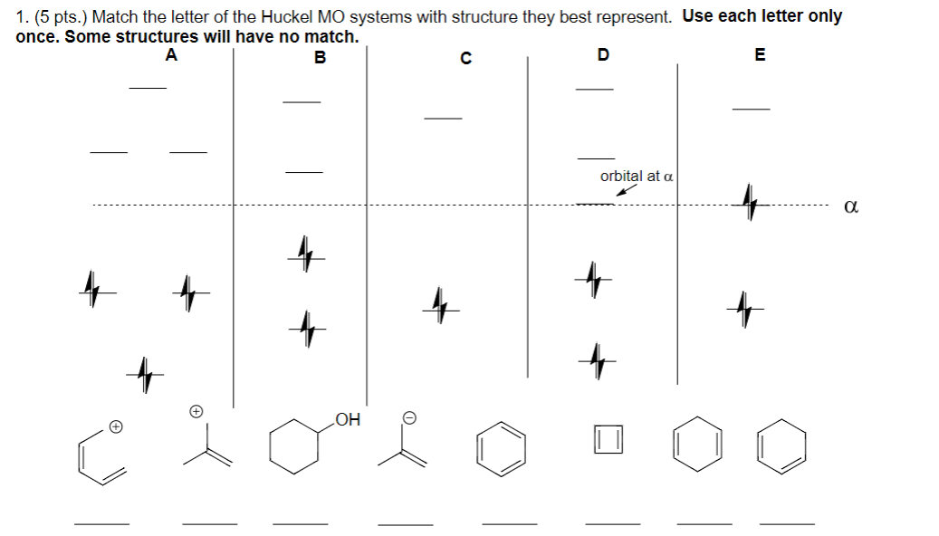 Solved . (5 pts.) Match the letter of the Huckel MO systems | Chegg.com