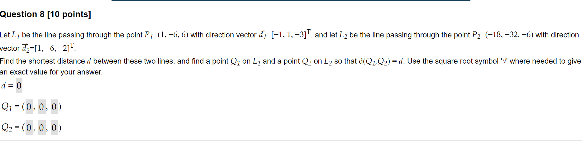 Solved Let L1 be the line passing through the point P1=(1, | Chegg.com
