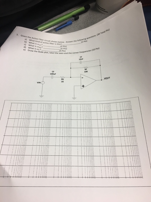 Solved Given the Active filter circuit shown below. Answer | Chegg.com