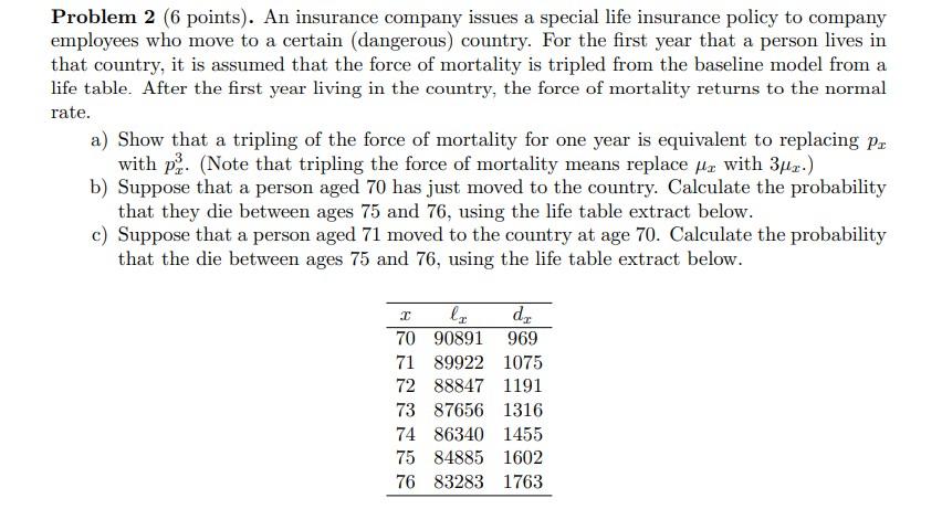 Solved Problem 2 (6 points). An insurance company issues a | Chegg.com