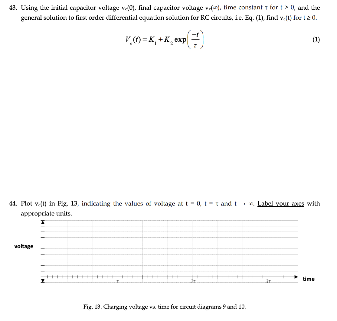Solved 43. Using the initial capacitor voltage vc(0), final | Chegg.com