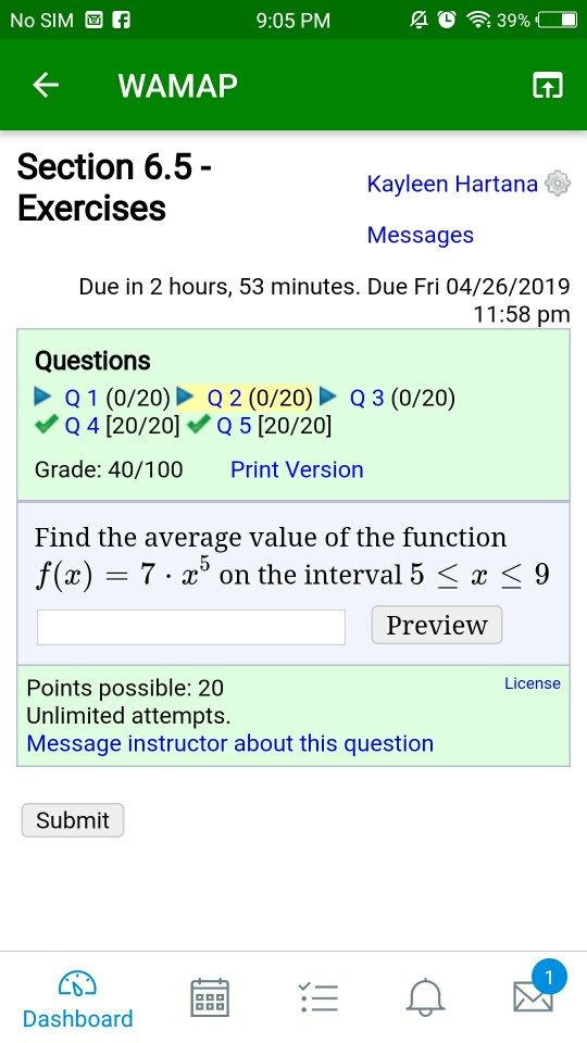 Solved No SIM回 9:05 PM WAMAP 1 Section 6.5 Exercises Kayleen | Chegg.com