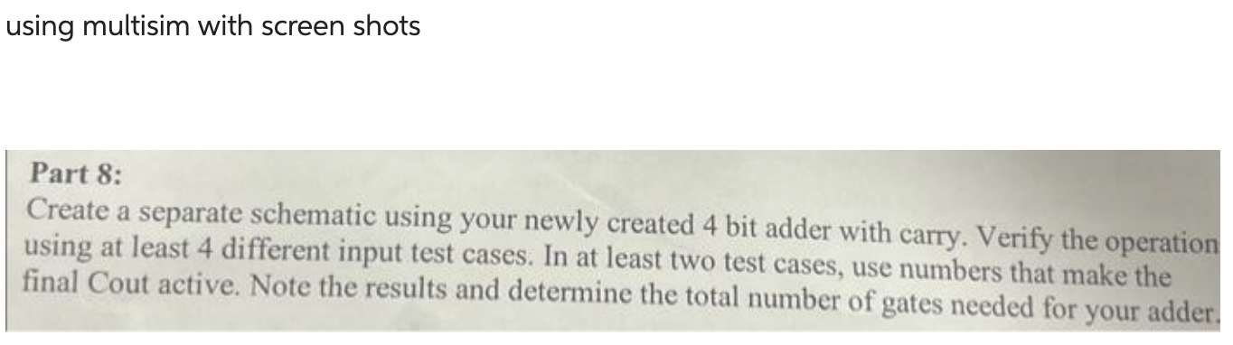 Solved using multisim with screen shots Part 8: Create a | Chegg.com