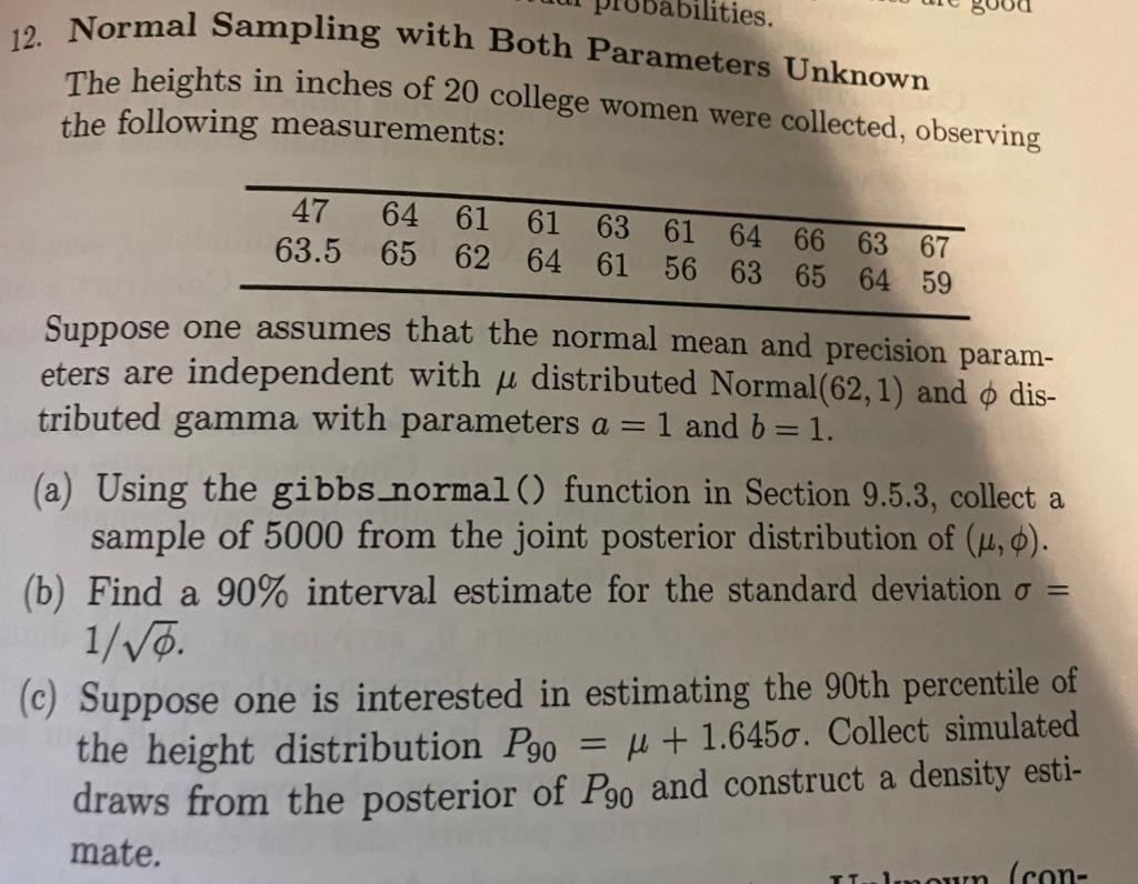 12. Normal Sampling with Both Parameters Unknown The | Chegg.com