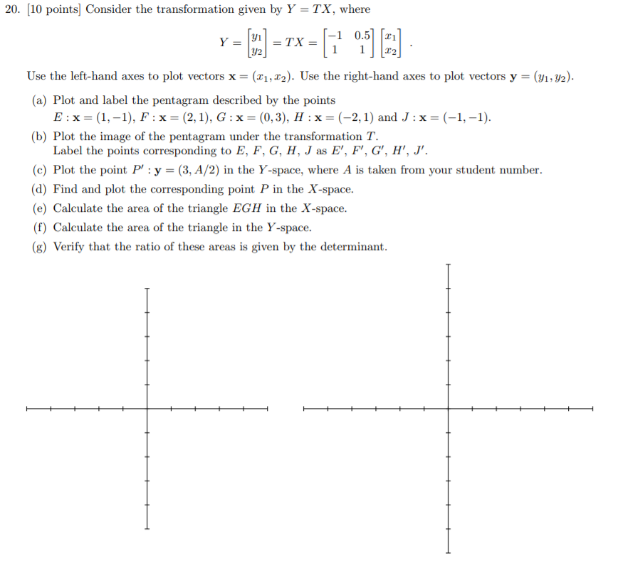 Solved 20. (10 points) Consider the transformation given by | Chegg.com