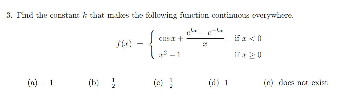 Solved 3. Find the constant k that makes the following | Chegg.com