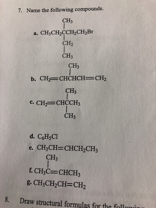 Solved 7. Name the following compounds. CH3 a. | Chegg.com