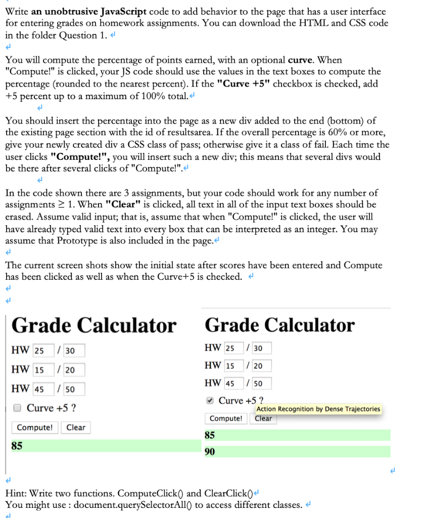 Solved Write an unobtrusive JavaScript code to add behavior | Chegg.com