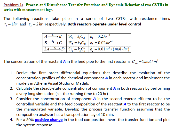 Problem 1: Process and Disturbance Transfer Functions | Chegg.com