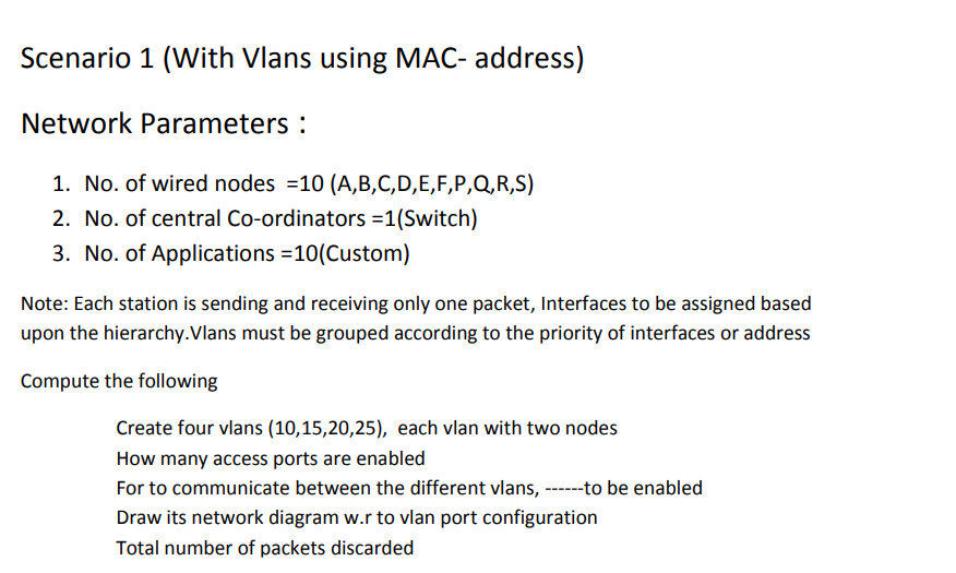 Solved Scenario 1 (With Vlans using MAC- address) Network | Chegg.com