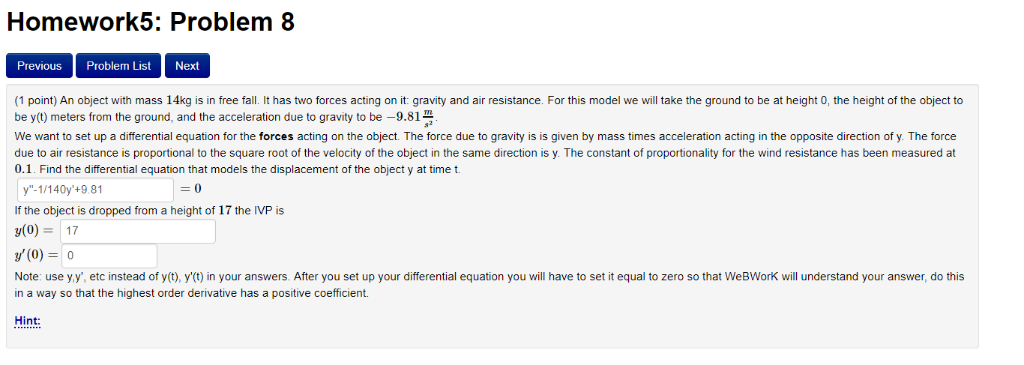 Solved Homework5: Problem 8 Previous Problem List Next (1 | Chegg.com
