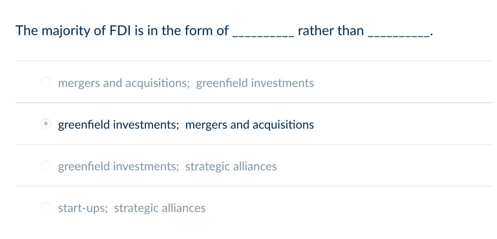 Solved When FDI takes the form of , there may be | Chegg.com