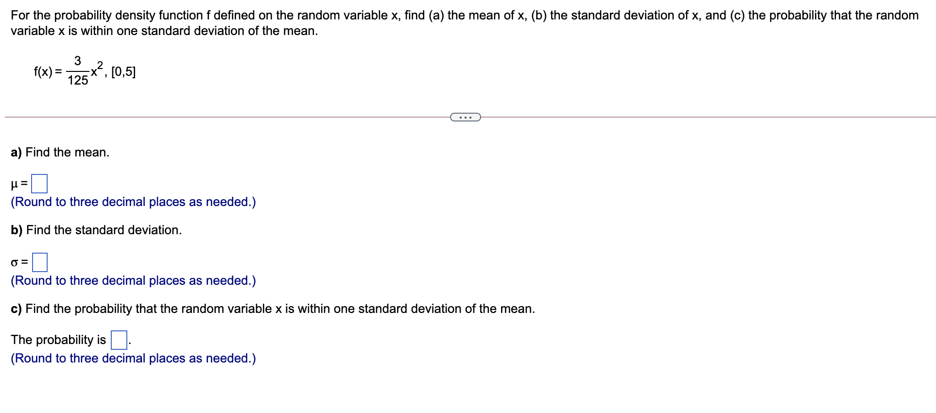 Solved For the probability density function f defined on the | Chegg.com