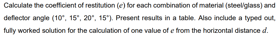 Calculate the coefficient of restitution (e) ﻿for | Chegg.com
