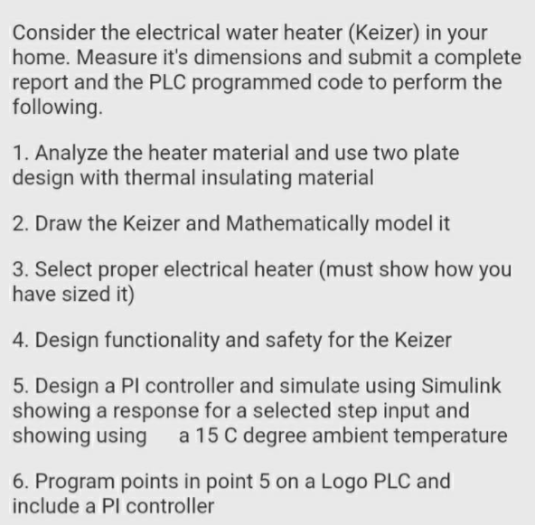 Consider the electrical water heater (Keizer) in your | Chegg.com