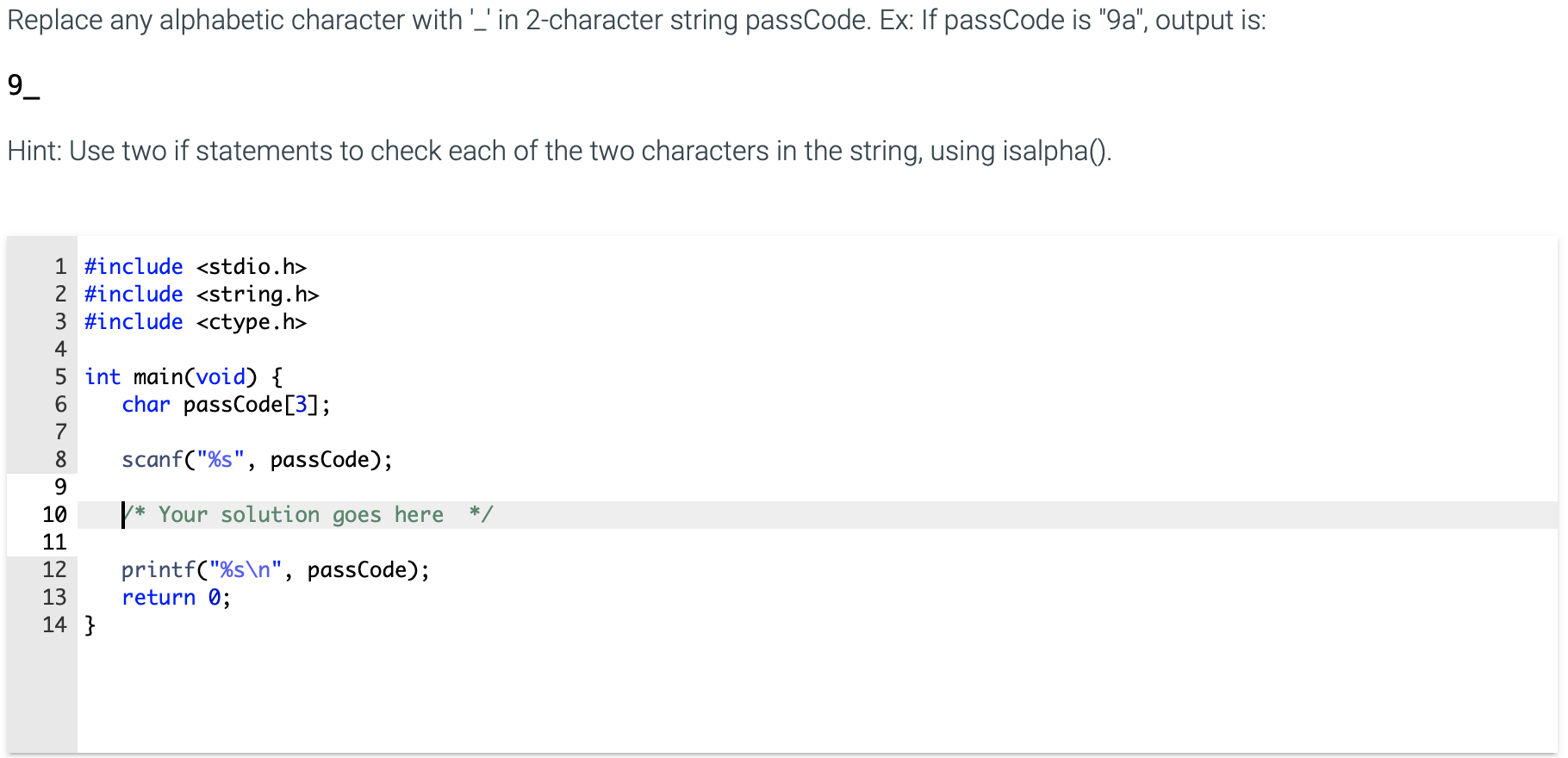Replace Any Alphabetic Character With In 2 character String PassCode Ex If PassCode Is 9a 
