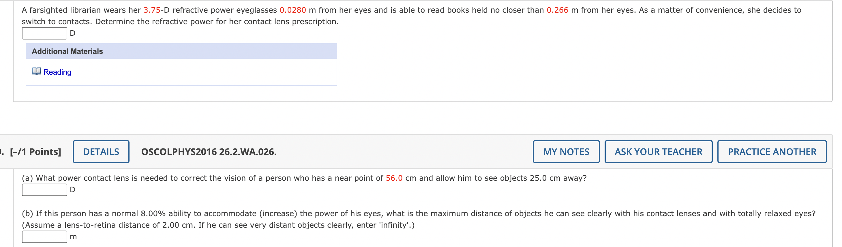 Solved switch to contacts. Determine the refractive power | Chegg.com