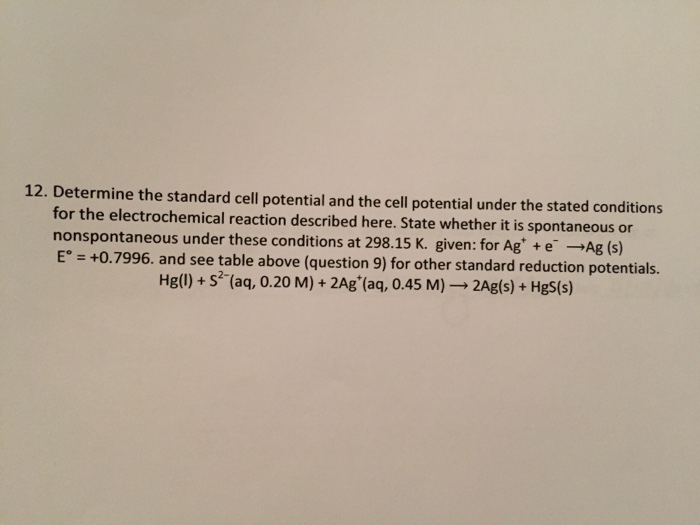 Determine the standard cell potential and the cell | Chegg.com