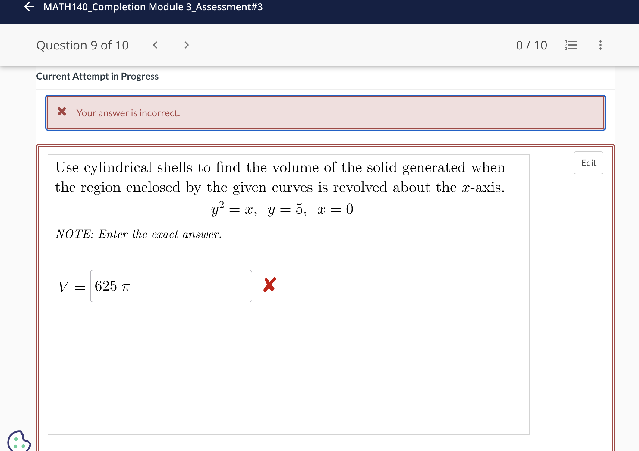 Solved Use cylindrical shells to find the volume of the | Chegg.com