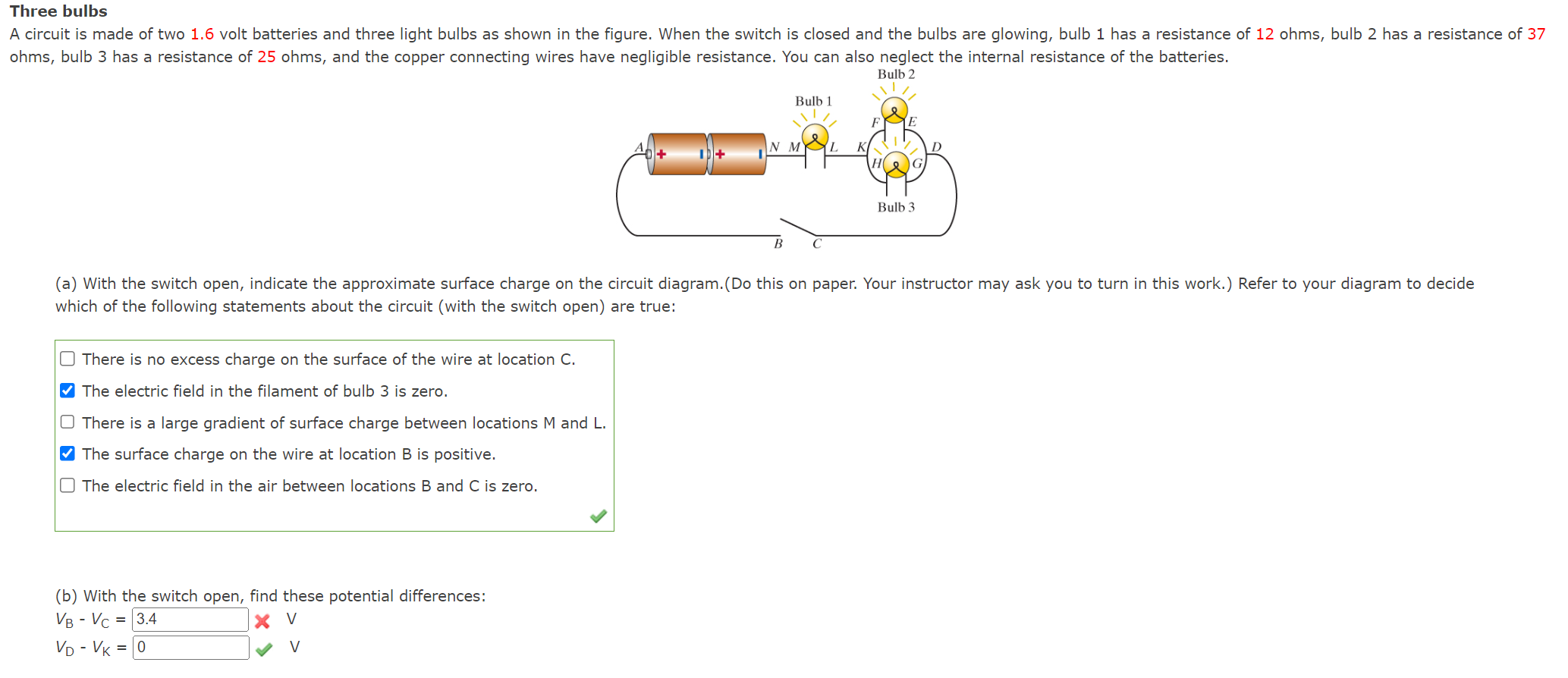 Solved hms, bulb 3 has a resistance of 25 ohms, and the | Chegg.com