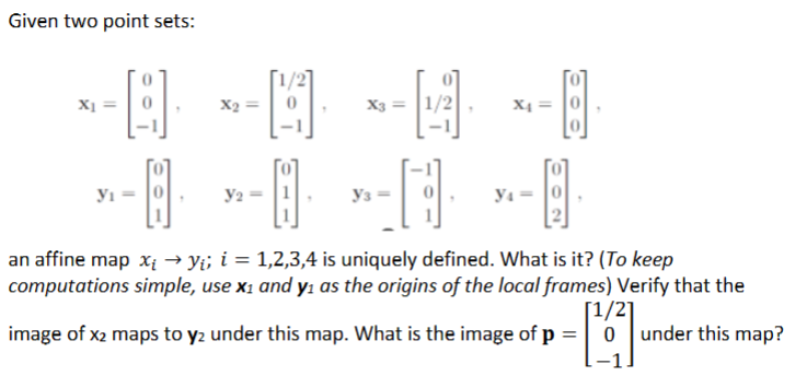 Given two point sets: | Chegg.com