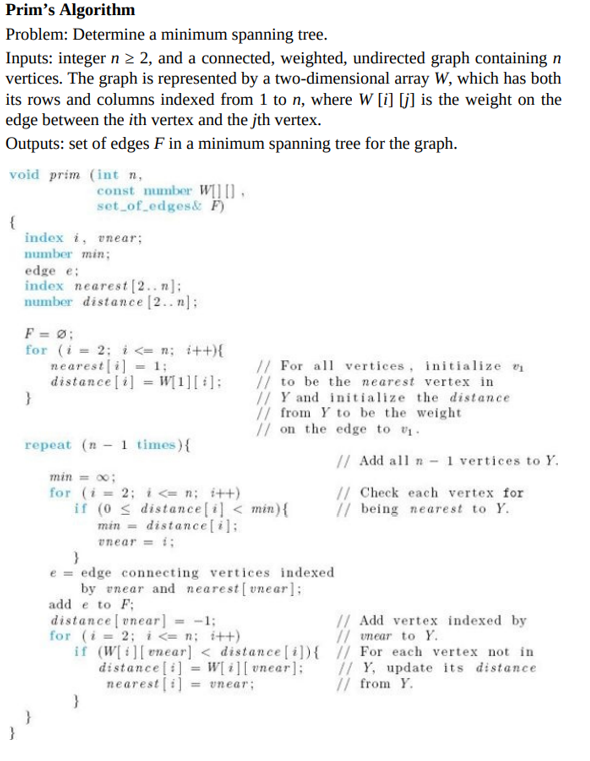 Solved Convert Prim's algorithm into a function. Using the | Chegg.com