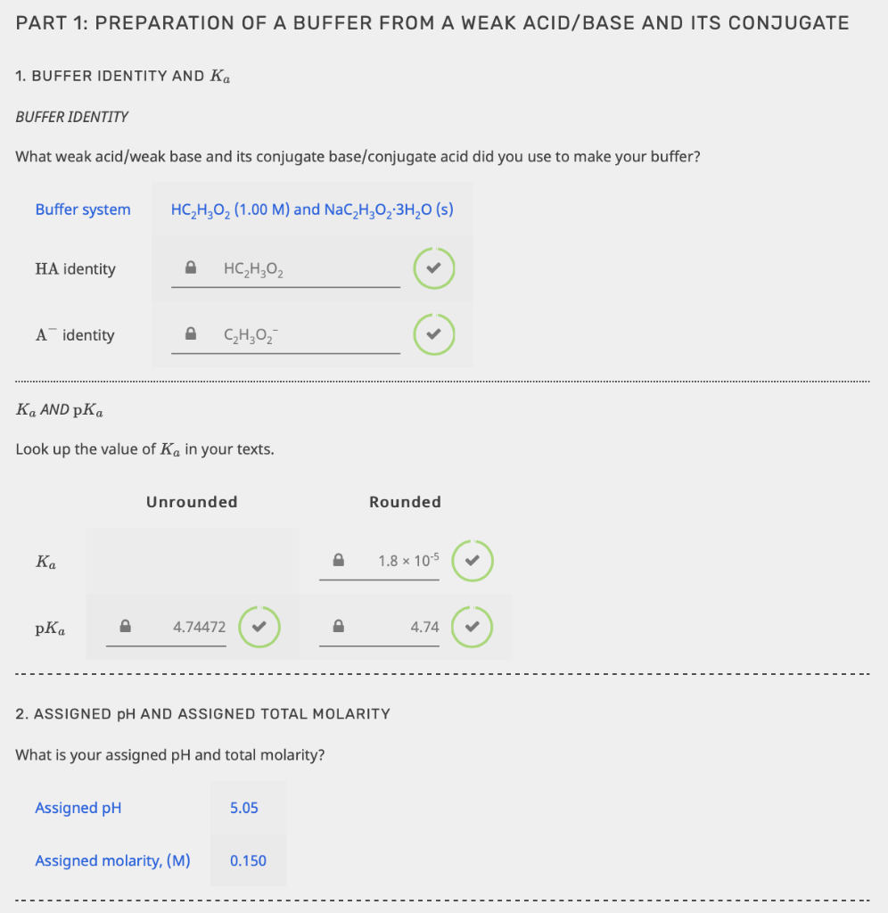 Solved PART 1: PREPARATION OF A BUFFER FROM A WEAK ACID/BASE | Chegg.com