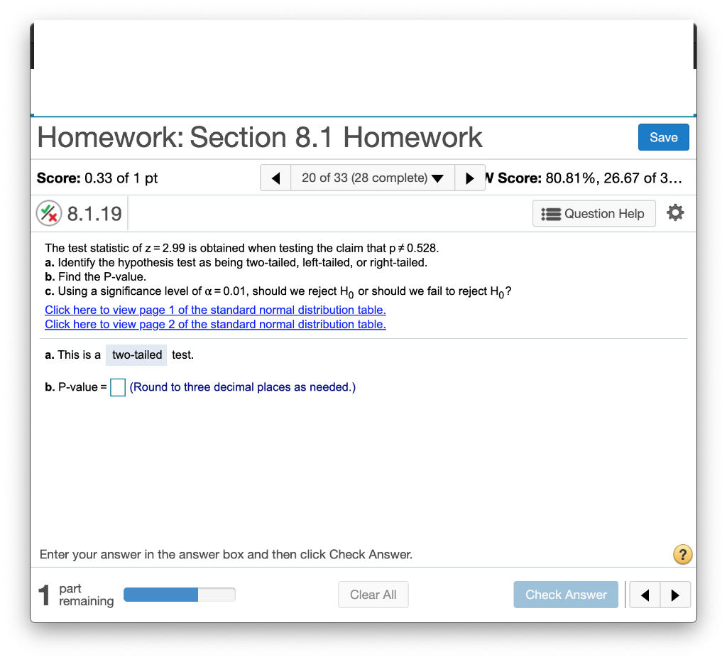Solved Homework Section 8 1 Homework Save Score 0 33 Of 1