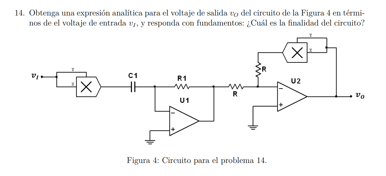 Solved 4. Obtenga una expresión analítica para el voltaje de | Chegg.com