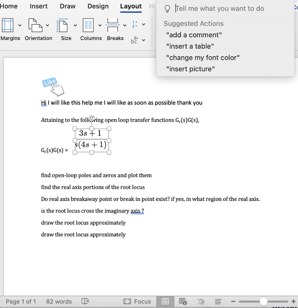 Solved Home Insert Draw Design Layout >> ? Tell me what you | Chegg.com