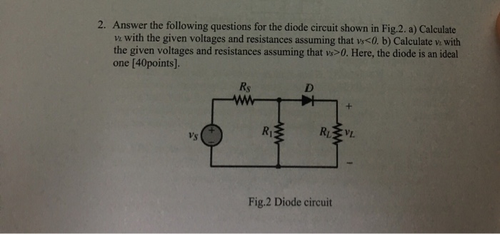 Solved Answer the following questions for the diode circuit | Chegg.com