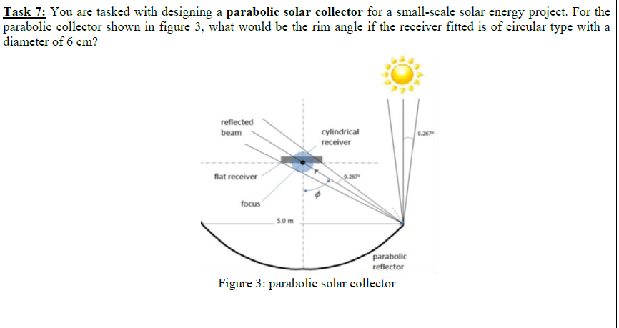 Solved Task 7: You are tasked with designing a parabolic | Chegg.com