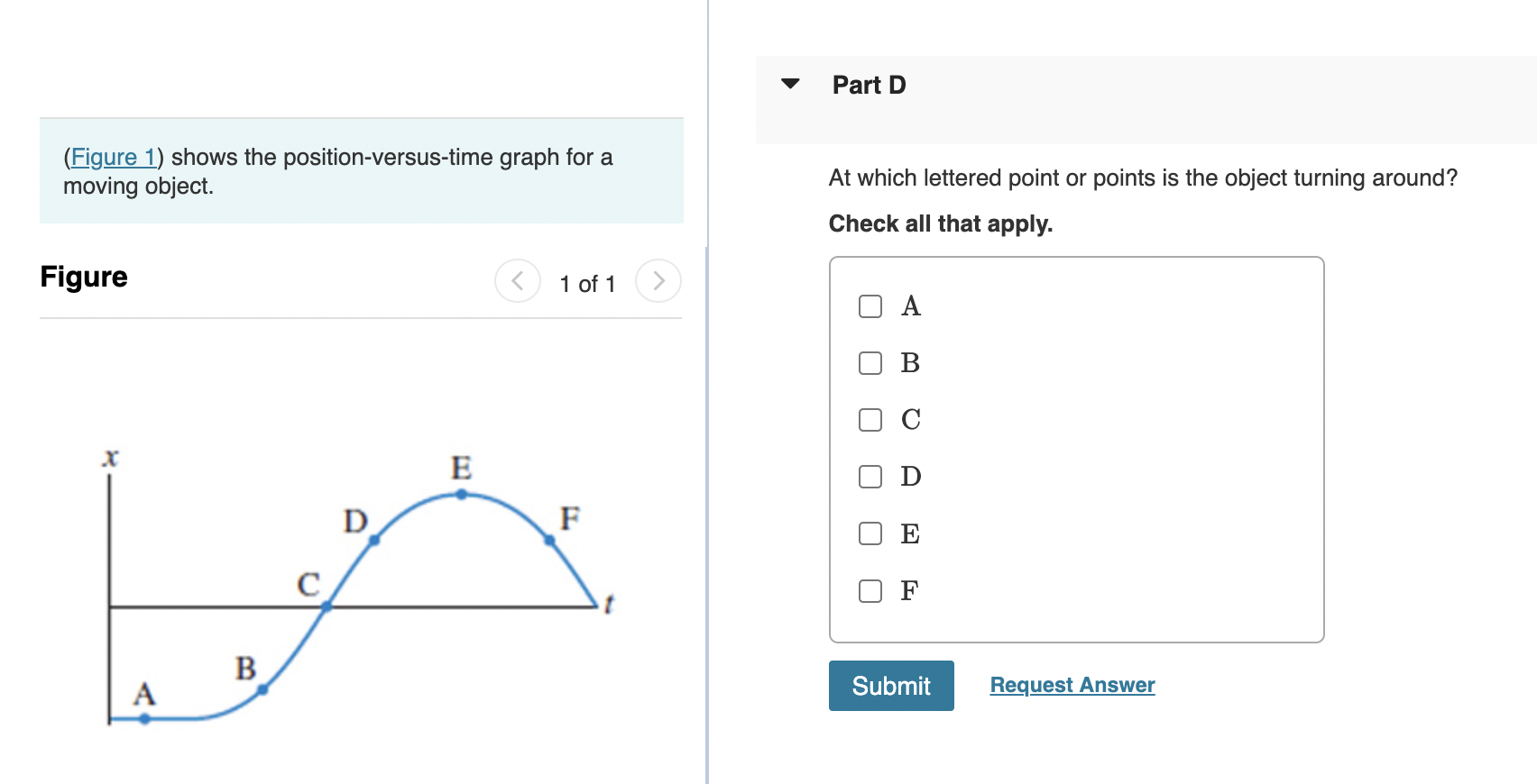 Solved At which lettered point or points is the object | Chegg.com