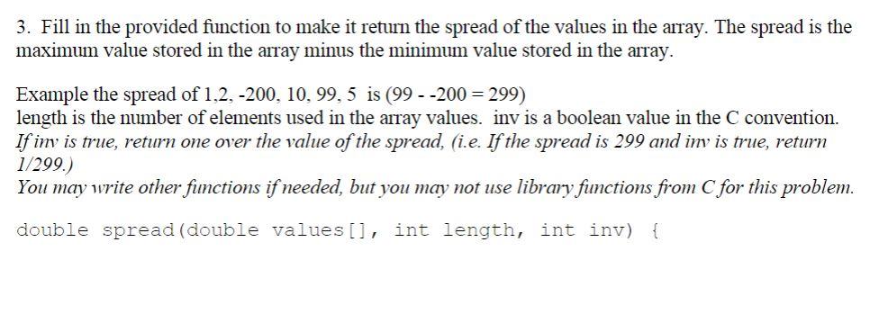 Solved 3. Fill in the provided function to make it return | Chegg.com