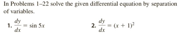 Solved In Problems 1-22 solve the given differential | Chegg.com
