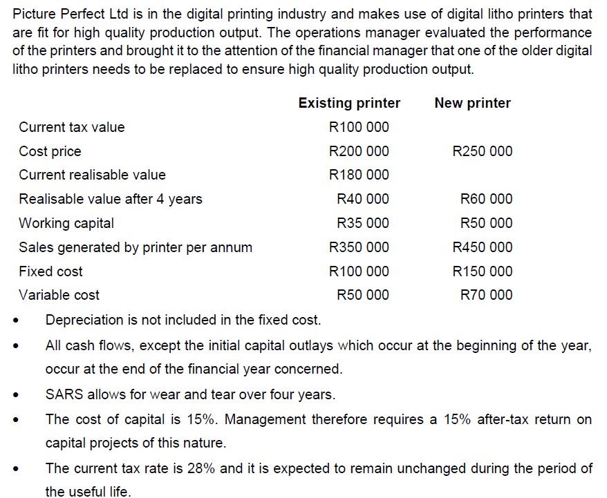 Solved Should Picture Perfect Ltd continue using their | Chegg.com
