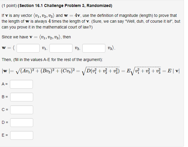 Solved (1 point) (Section 16.1 Challenge Problem 3, | Chegg.com