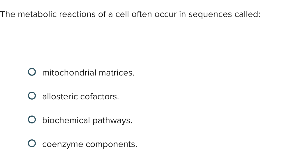 Solved The metabolic reactions of a cell often occur in | Chegg.com