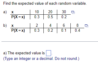 Solved Find the expected value of each random variable. a) | Chegg.com