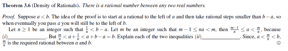 Solved Theorem 3.6 (Density of Rationals). There is a | Chegg.com