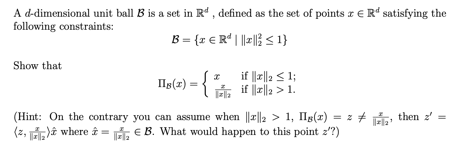 Projection on Convex Sets: Compute the projection | Chegg.com
