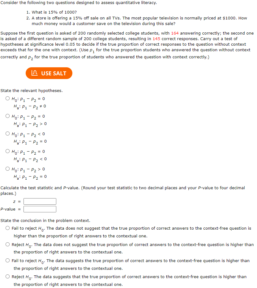 Solved Consider the following two questions designed to | Chegg.com
